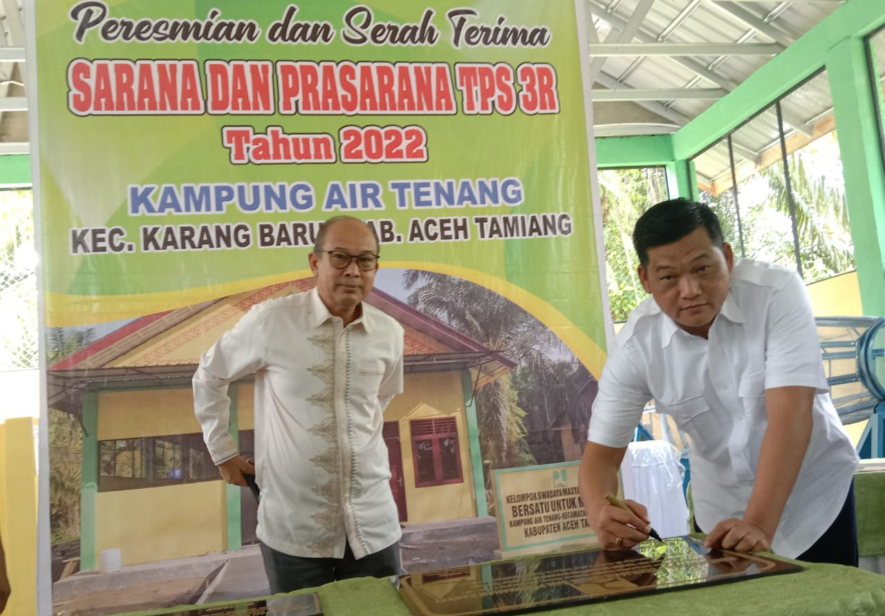Reses di Aceh Tamiang, Ilham Pangestu Resmikan TPS3R Kampung Air Tenang