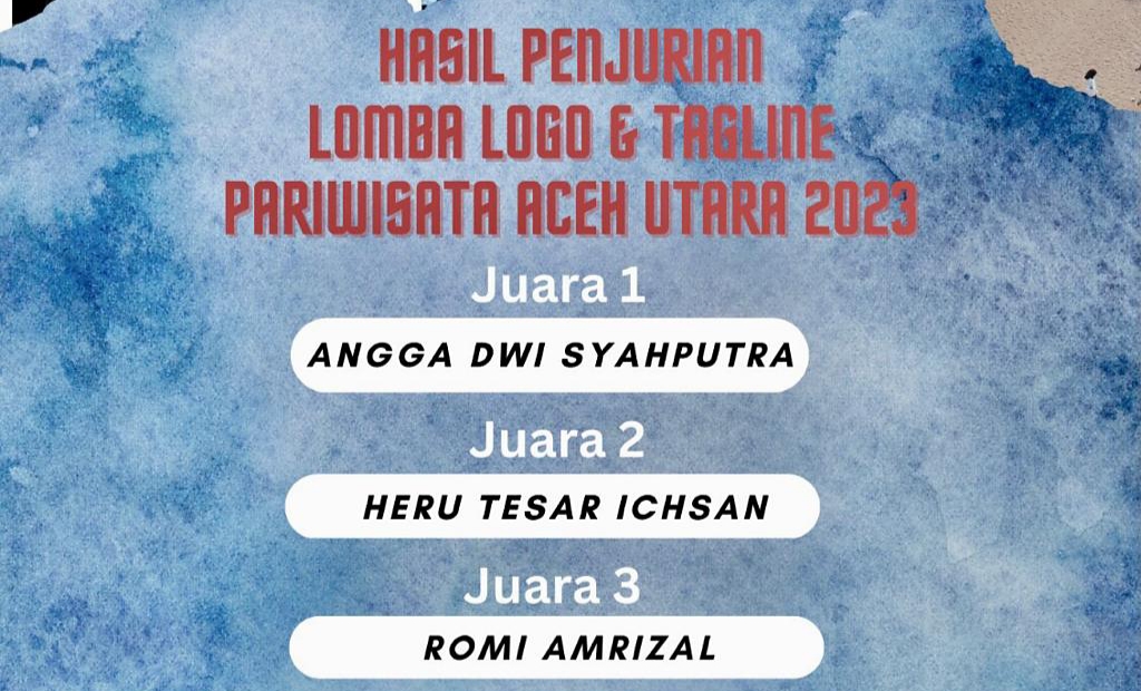 Ini Para Pemenang Lomba Desain Logo Pariwisata Aceh Utara 2023