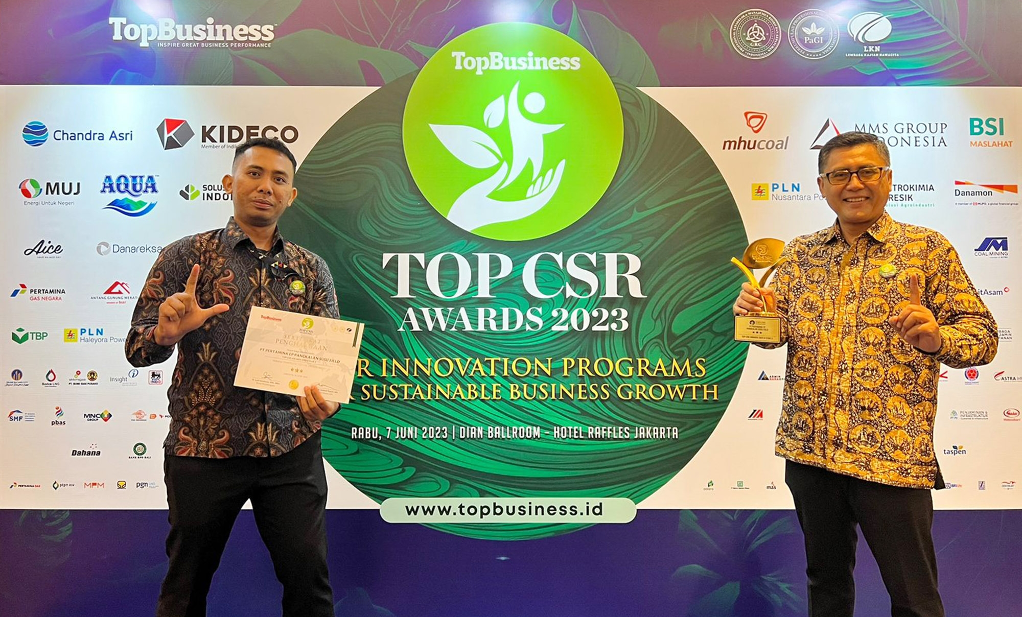 Program CSR Pertamina EP Pangkalan Susu Diganjar TOP CSR Awards 2023
